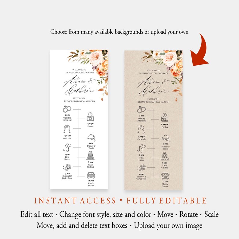 Editable Wedding Timeline Template Printable Printable - Etsy