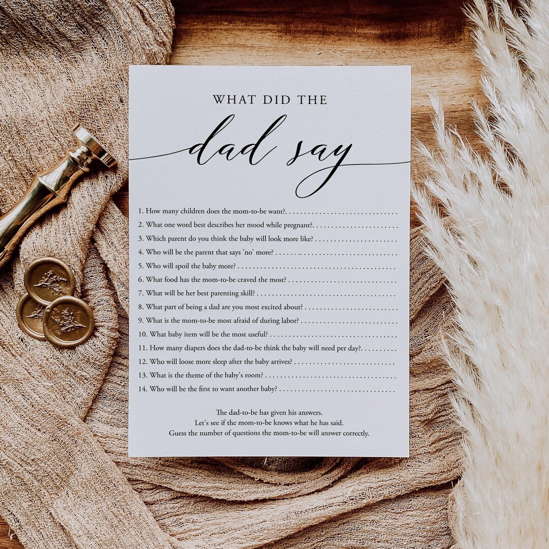 Modern What Did the Dad Say Game Template Minimalist Baby - Etsy