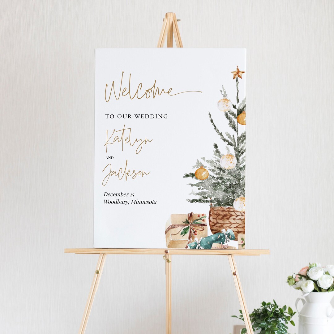 Winter Welcome Sign Template Printable Christmas Wedding Welcome Board ...