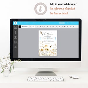 Wildflower Water Bottle Label Baby Shower Boho Honey Bee Water Bottle ...