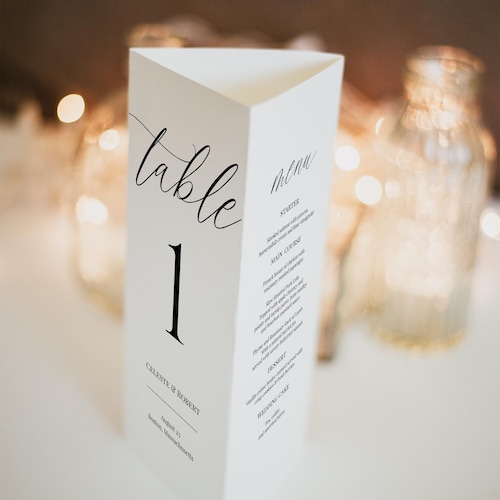 Modern Tri-fold Table Number Template Instant Download - Etsy