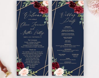 Wedding Program Template Fully Editable Printable Ceremony | Etsy