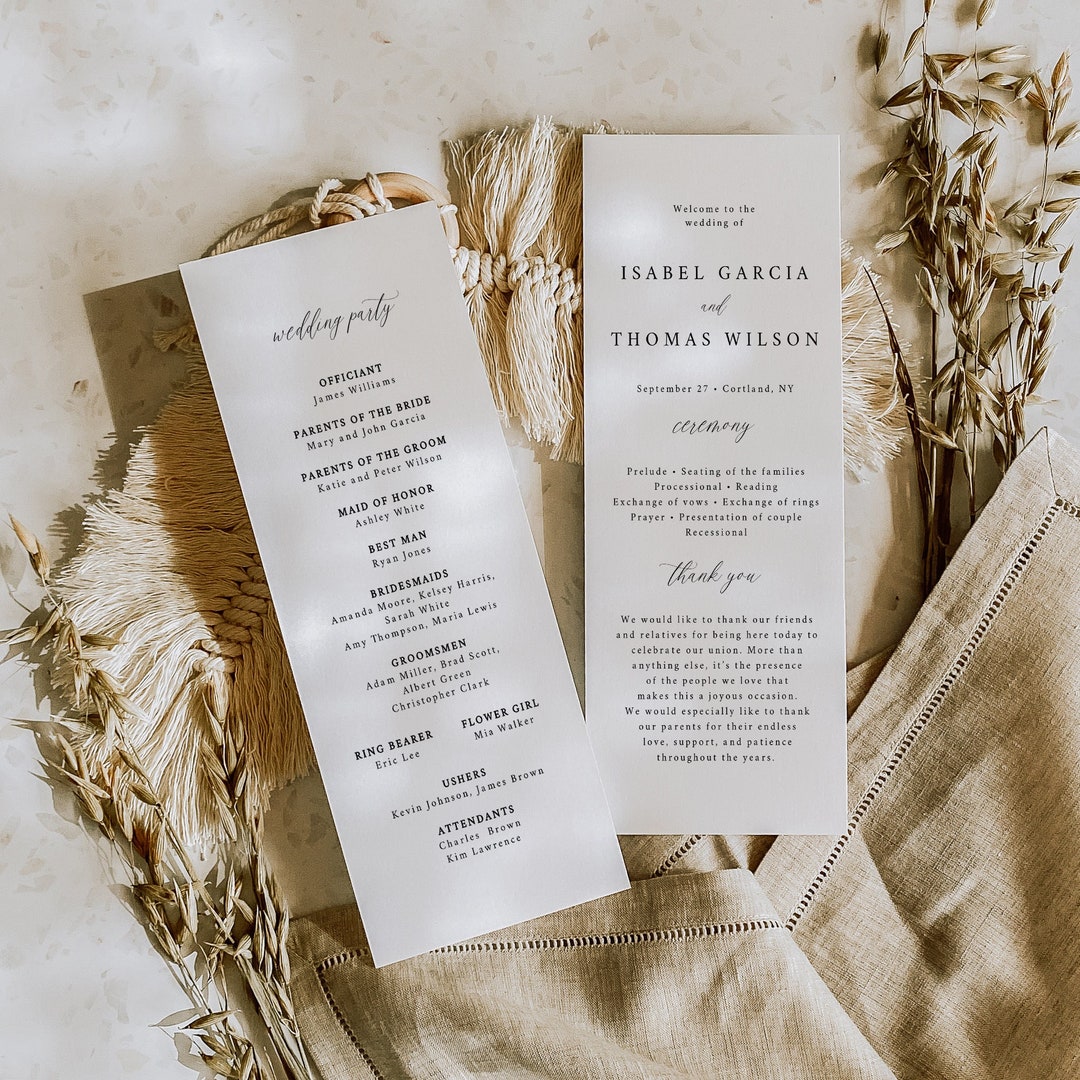 Wedding Program Template Elegant Ceremony Template Printable - Etsy