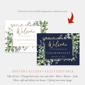Eucalyptus Welcome Sign Template, Instant Download, Editable Foliage ...