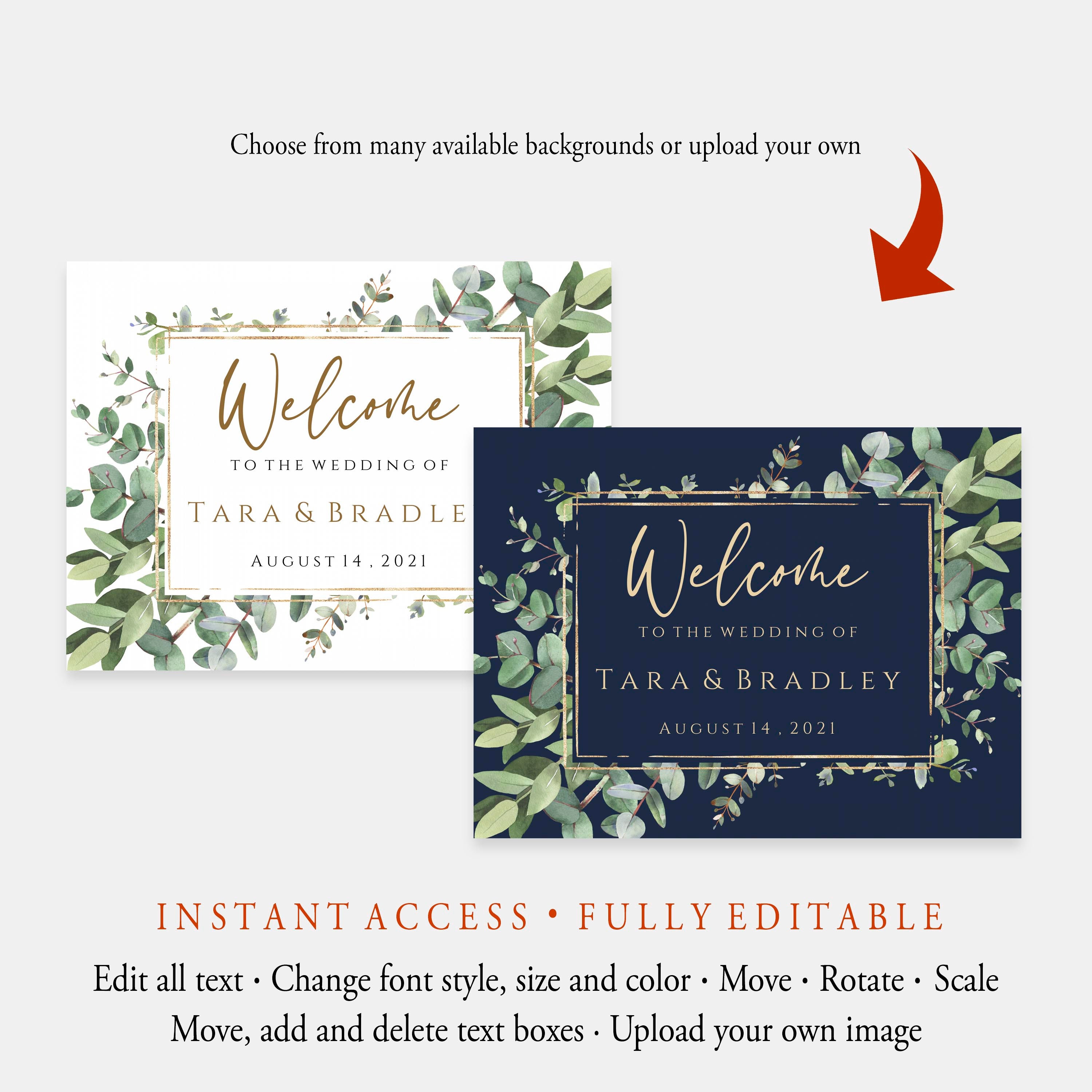 Eucalyptus Welcome Sign Template Instant Download Editable - Etsy