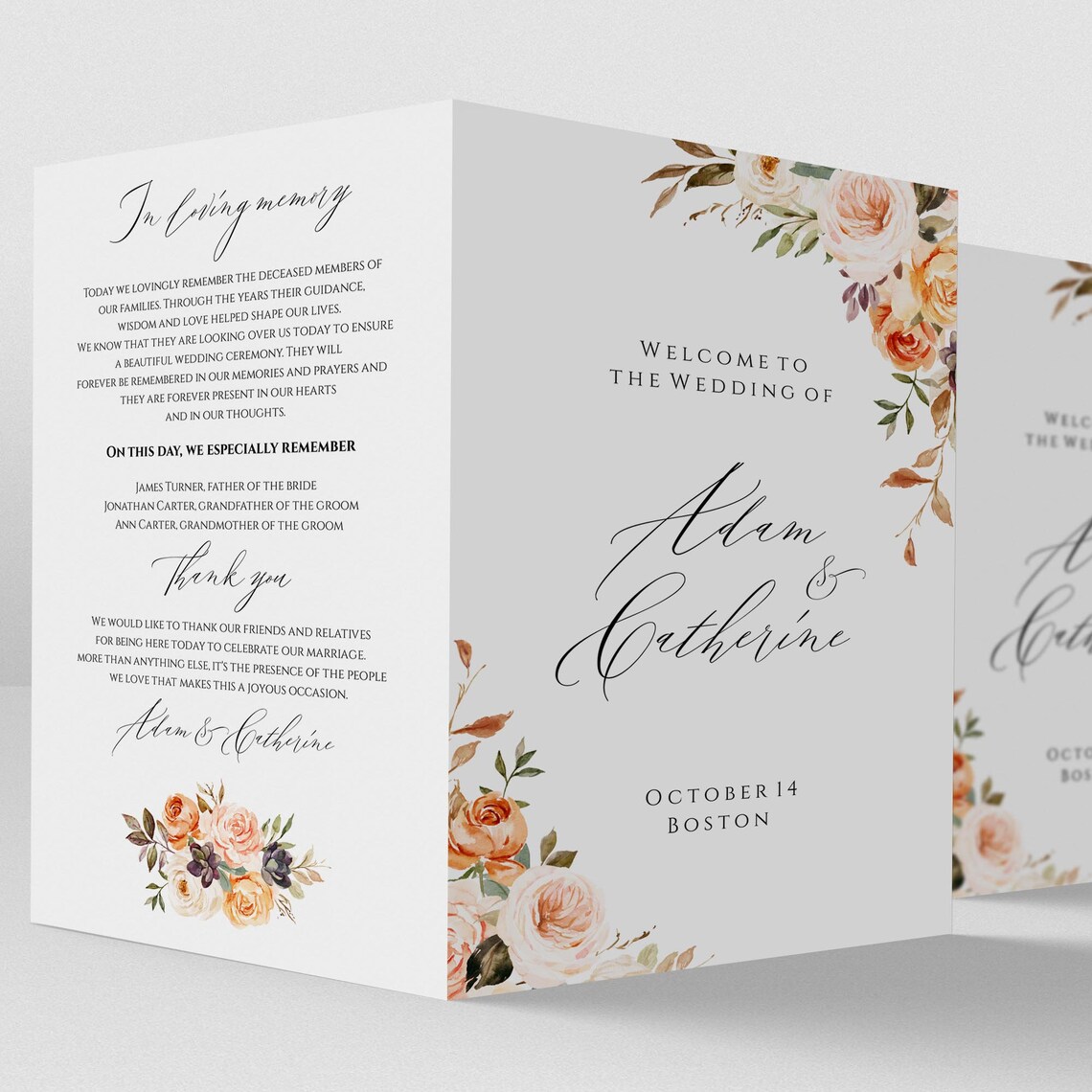 Folded Wedding Program Template Folded Ceremony Template | Etsy