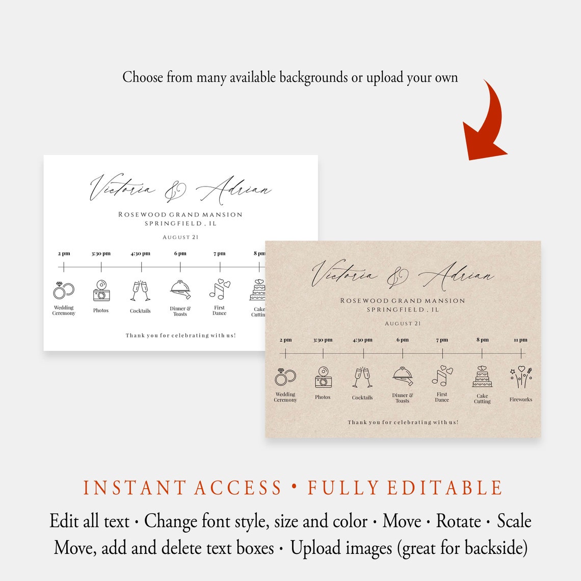 Classic Wedding Timeline Template Download Printable Wedding | Etsy