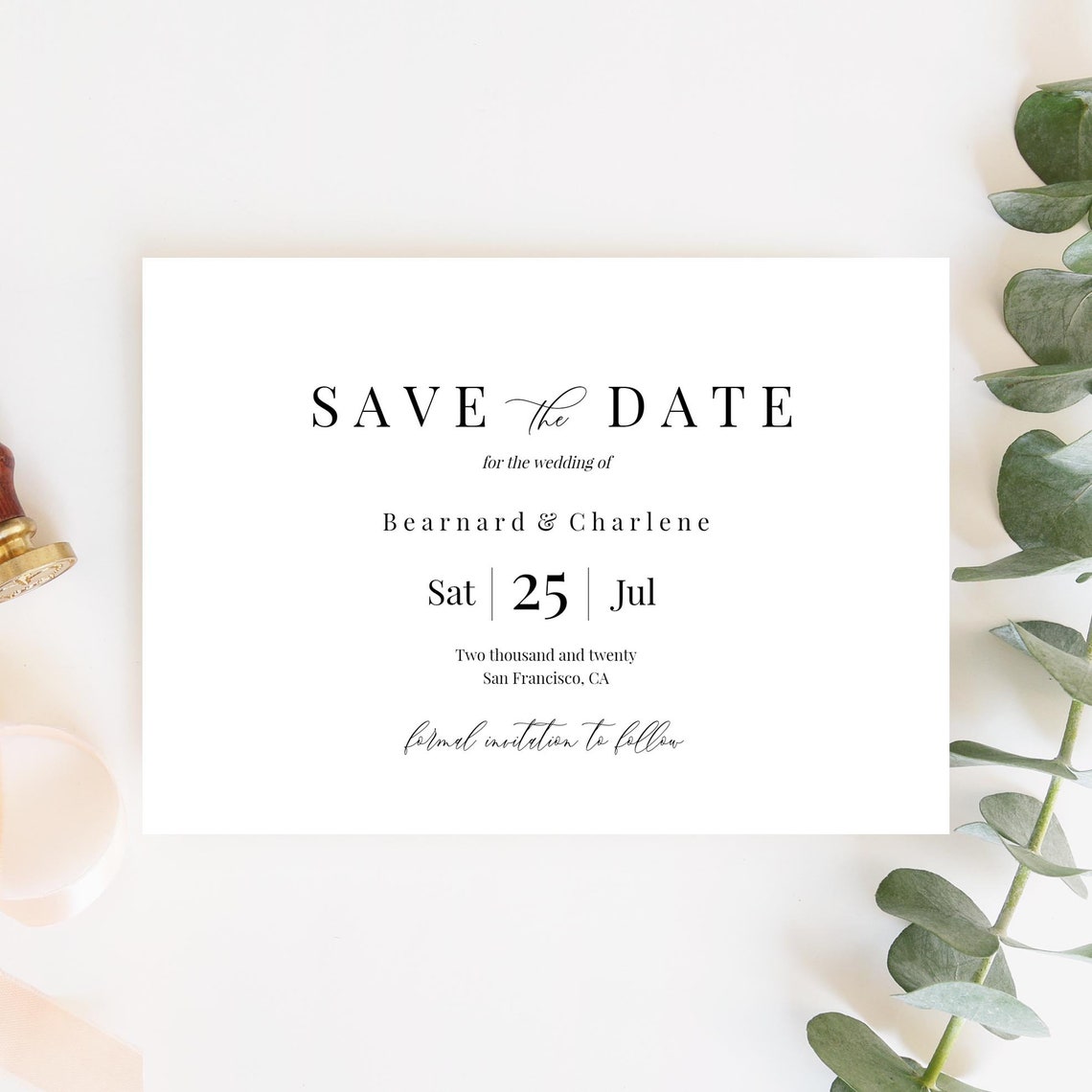 Save the Date Template Landscape Fully Editable Printable | Etsy