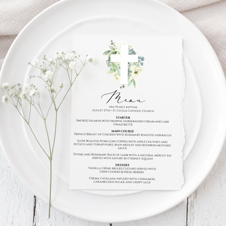 Editable Baptism Menu Template, Instant Download, Printable Christening ...