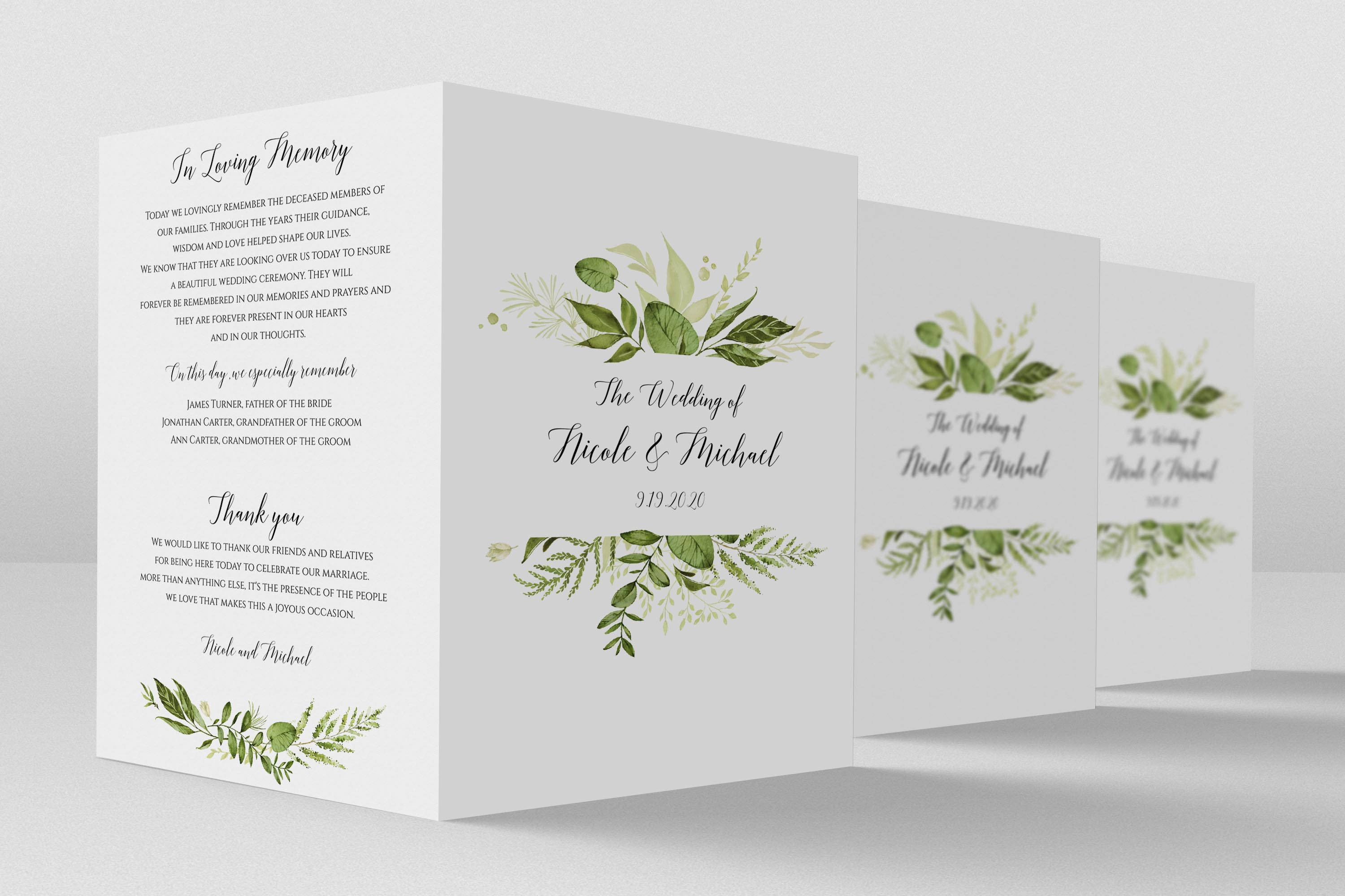 Folded Wedding Program Template Folded Ceremony Template - Etsy
