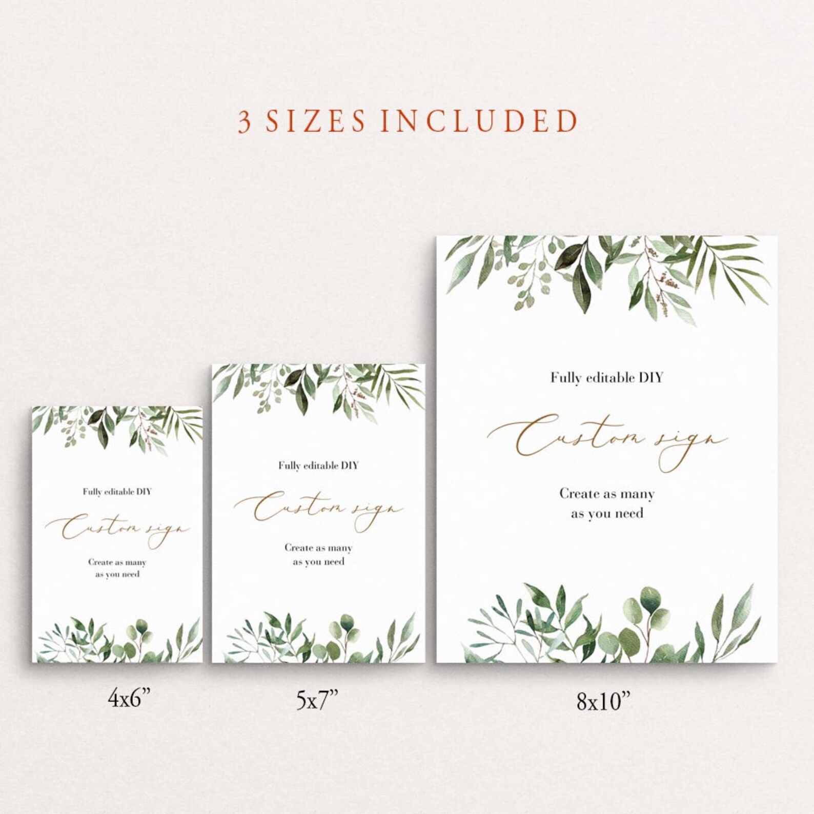 Custom Greenery Wedding Sign Template Instant Download | Etsy