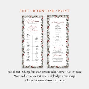 Winter Wedding Program Template Christmas Ceremony Printable Download DIY Elegant Holiday ...