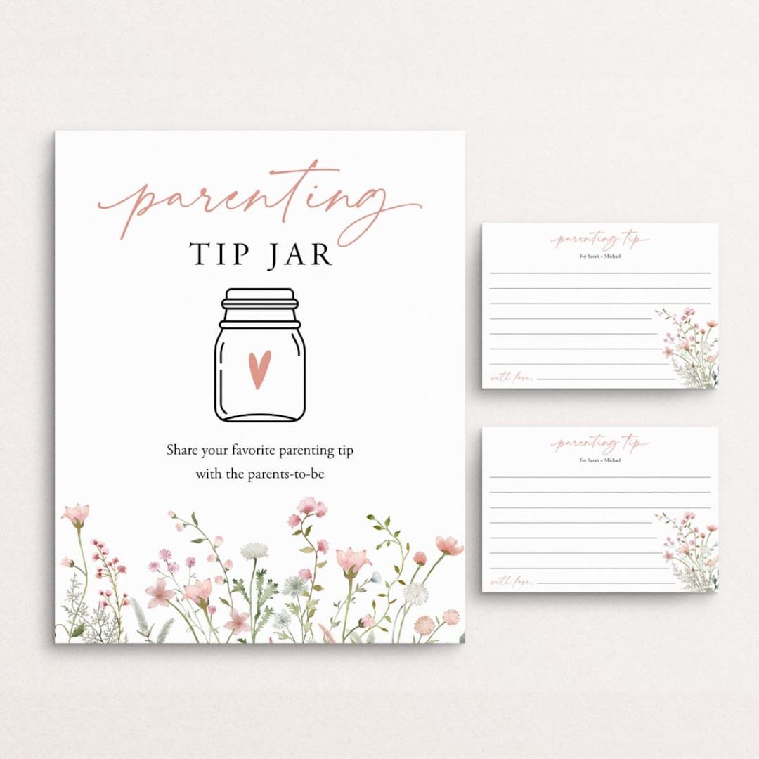 Parenting Tips Wildflower Baby Shower Parenting Tips Sign Floral ...