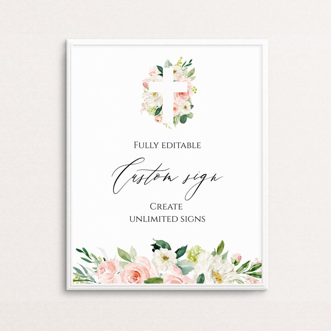 Custom Sign Baptism Printable Christening Sign Template Girl ...