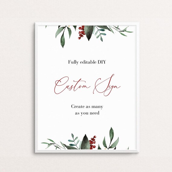Custom Winter Wedding Sign Template Instant Download | Etsy