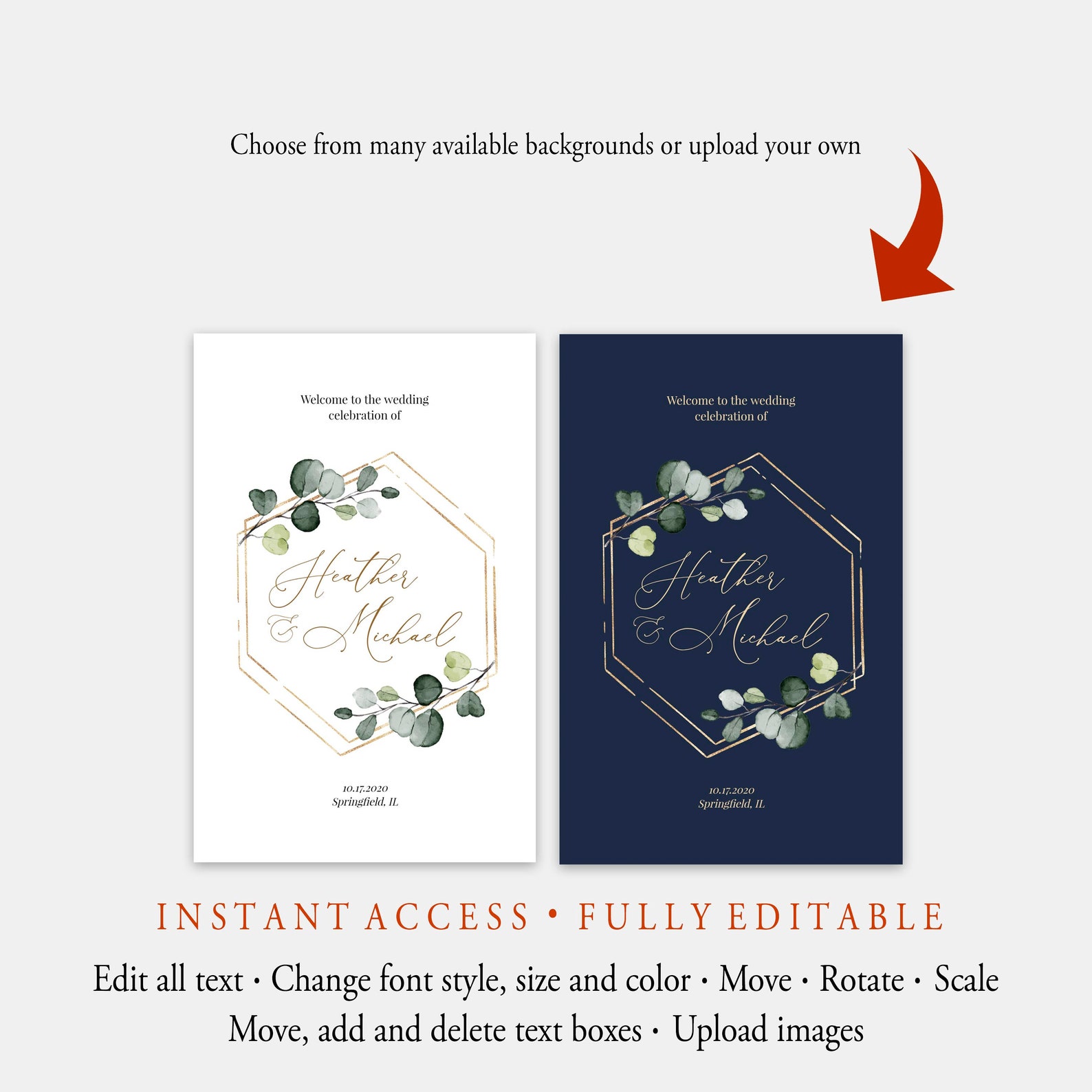 Folded Wedding Program Template Download Fully Editable | Etsy