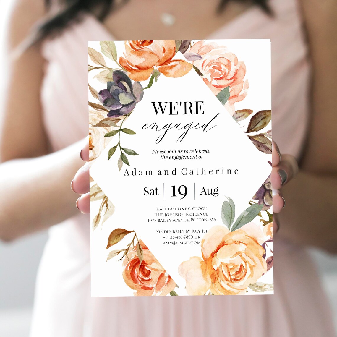 Printable Engagement Party Invitation Template Download 100% | Etsy