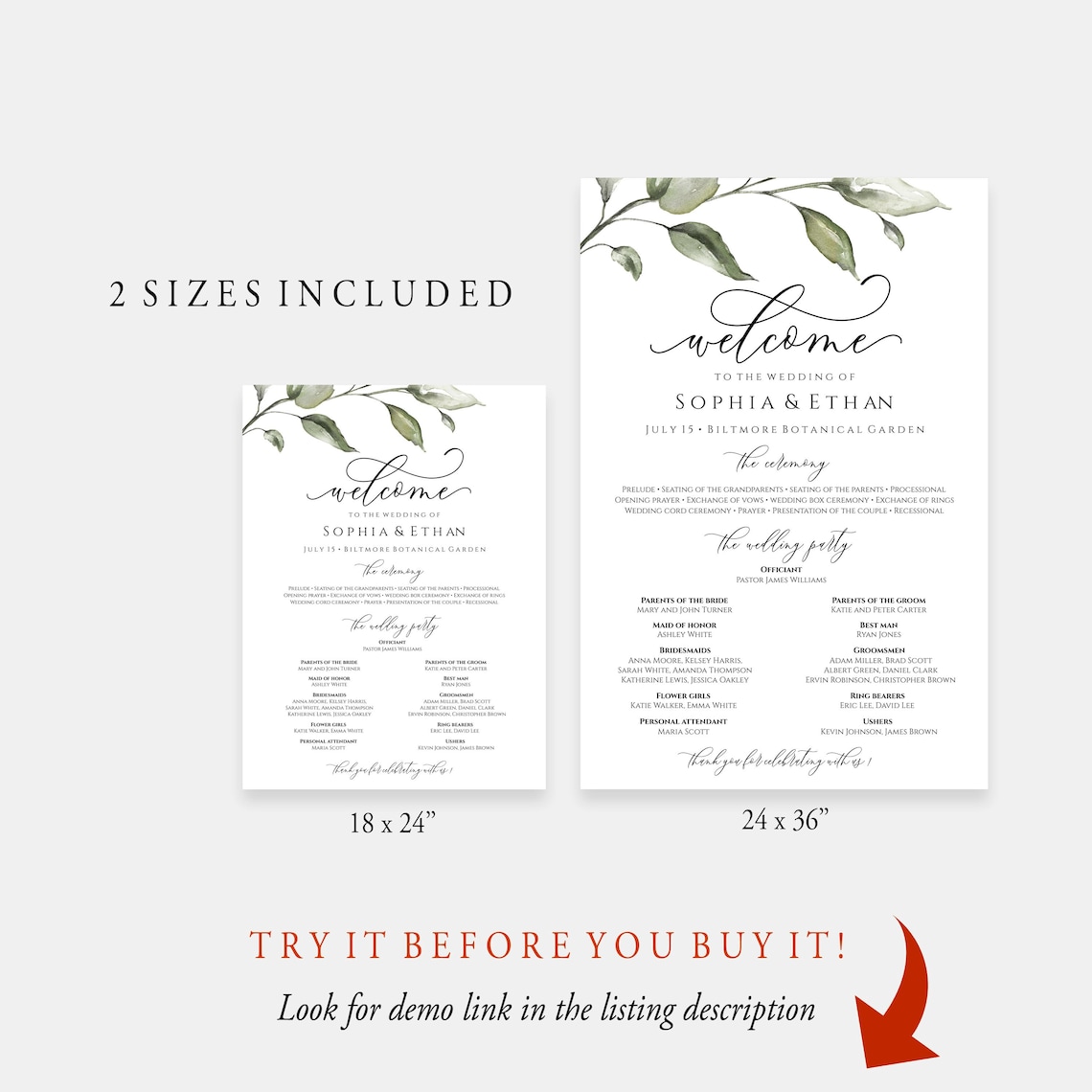 Printable Wedding Program Poster Wedding Program Board - Etsy