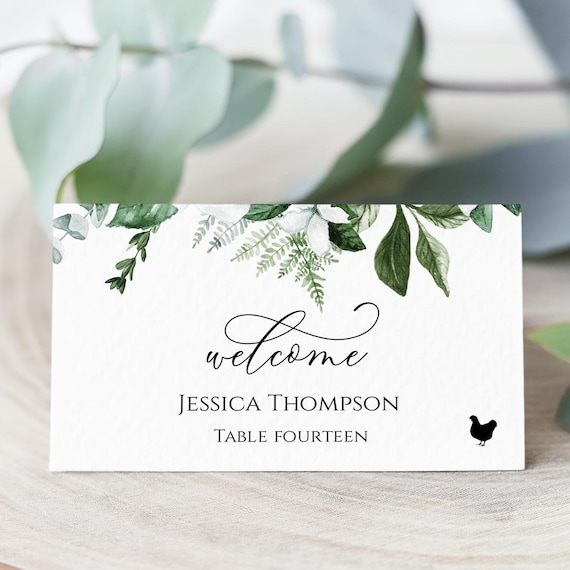Wedding Name Cards Greenery Wedding Place Cards Editable Template ...