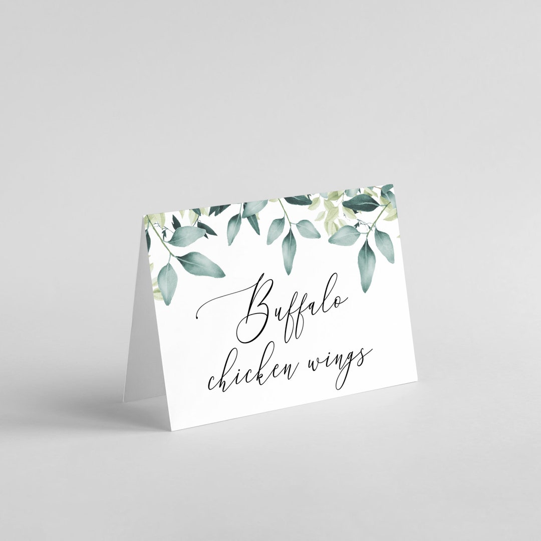 Editable Buffet Card Template, Printable Food Label, Eucalyptus Buffet ...