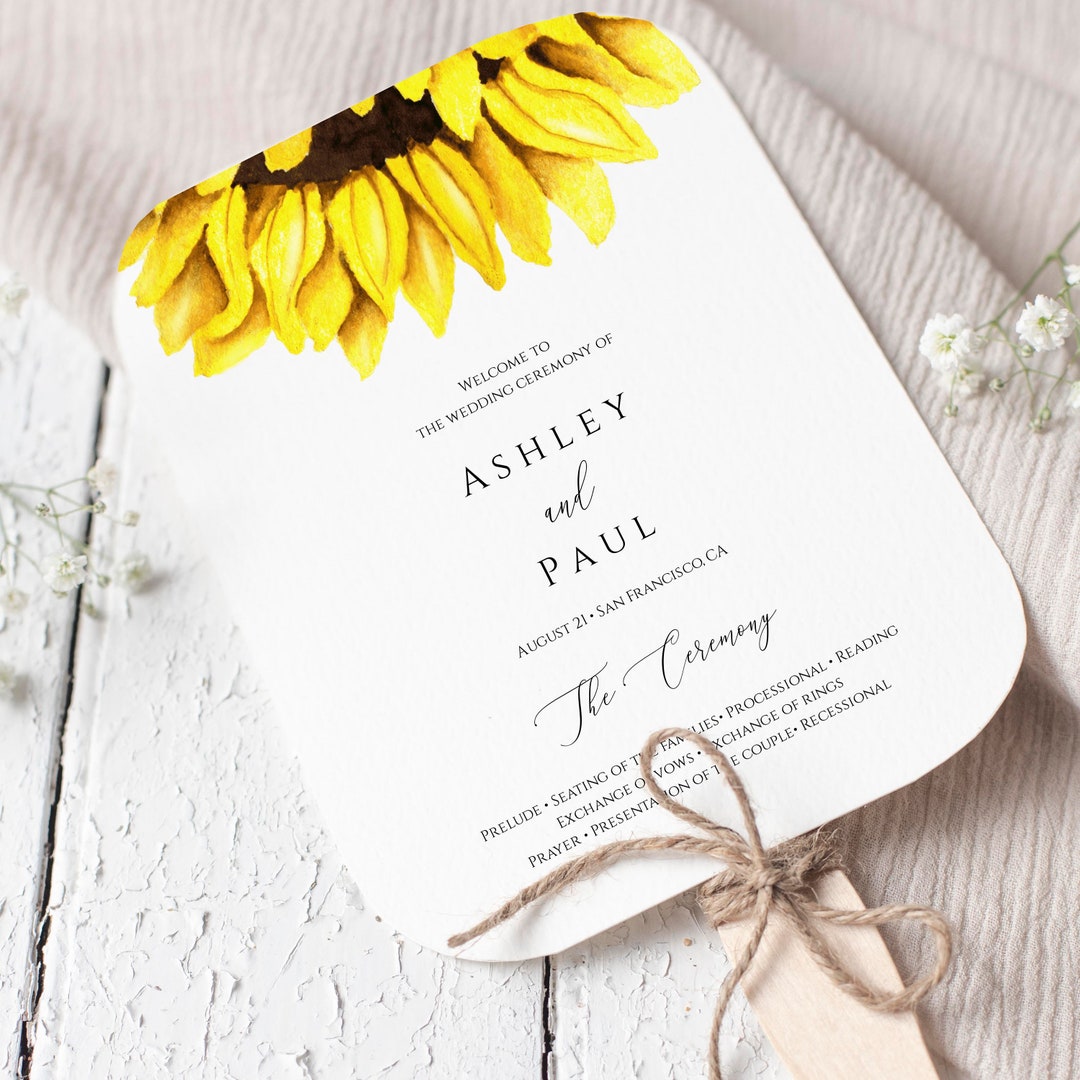 Sunflower Fan Program, Printable Summer Ceremony Template, French ...