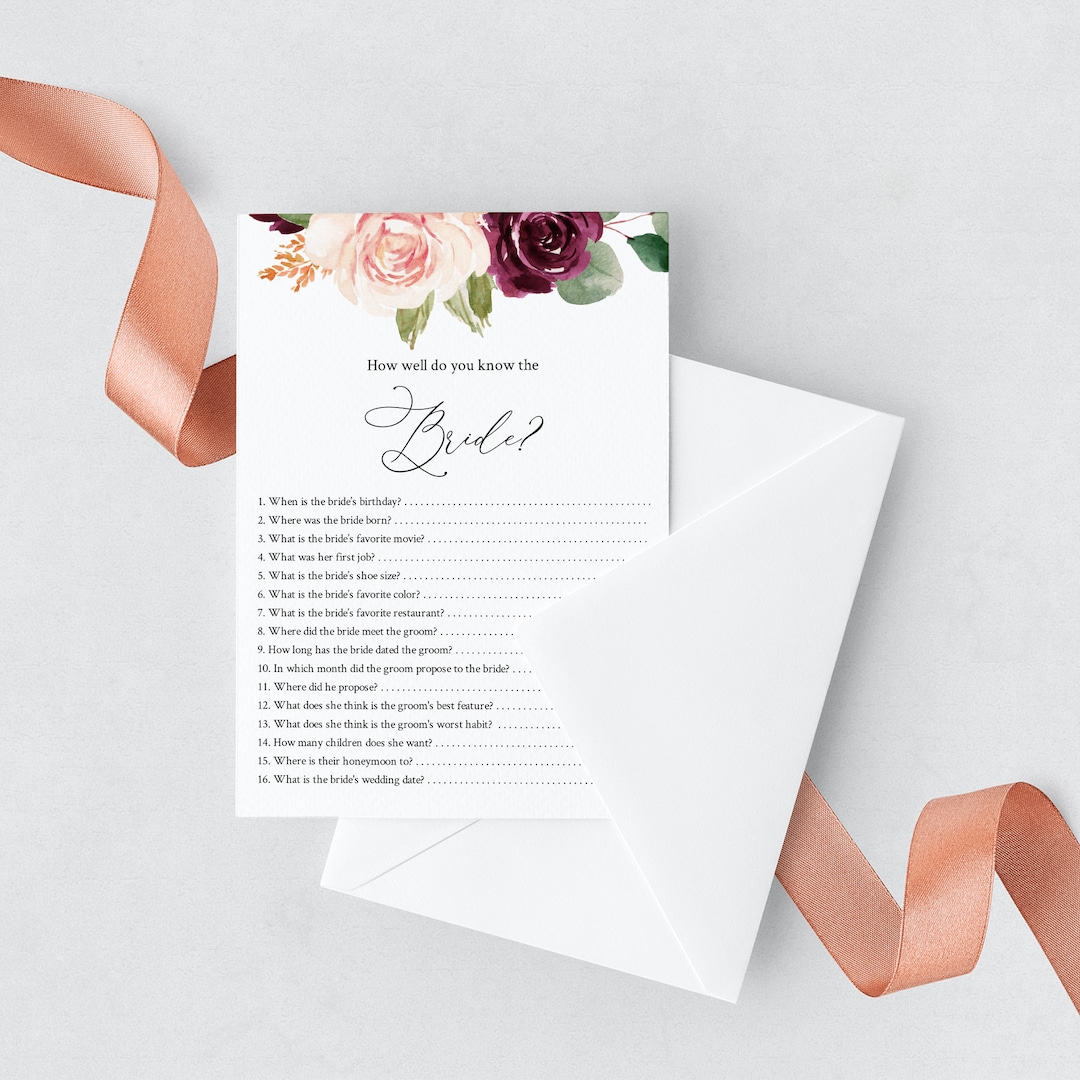 How Well Do You Know the Bride Template, Instant Download, Editable ...