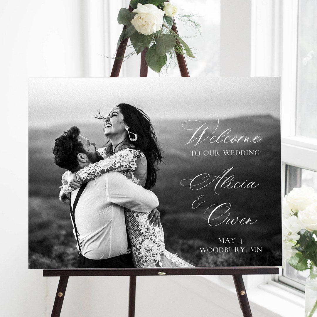 Landscape Photo Welcome Sign, Editable Wedding Welcome Sign With Photo ...