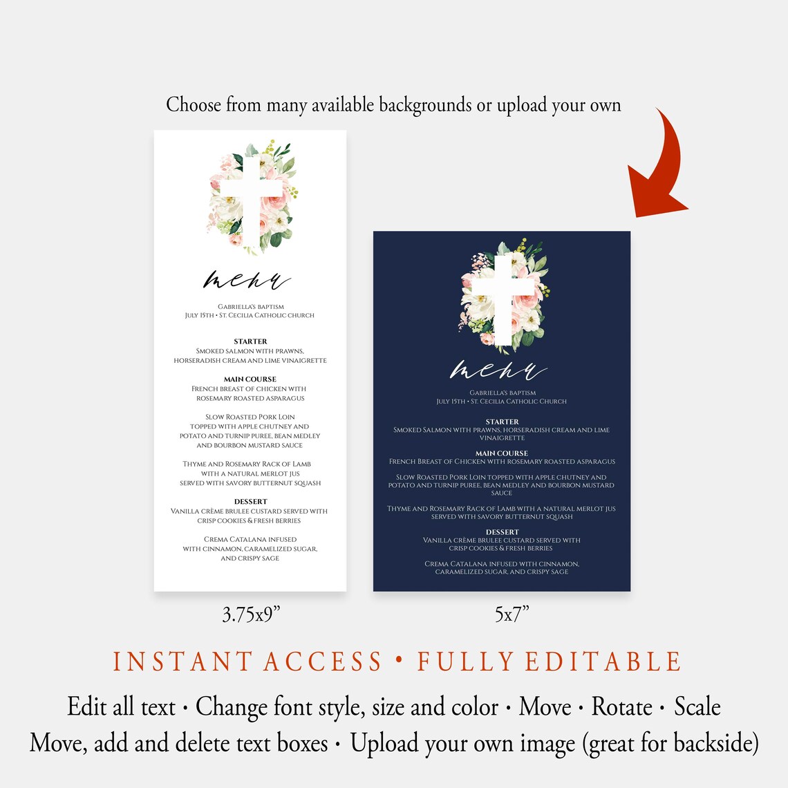 Editable Baptism Menu Template Instant Download Printable - Etsy