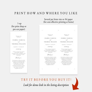 Wedding Program Template, Elegant Ceremony Template, Printable Wedding ...