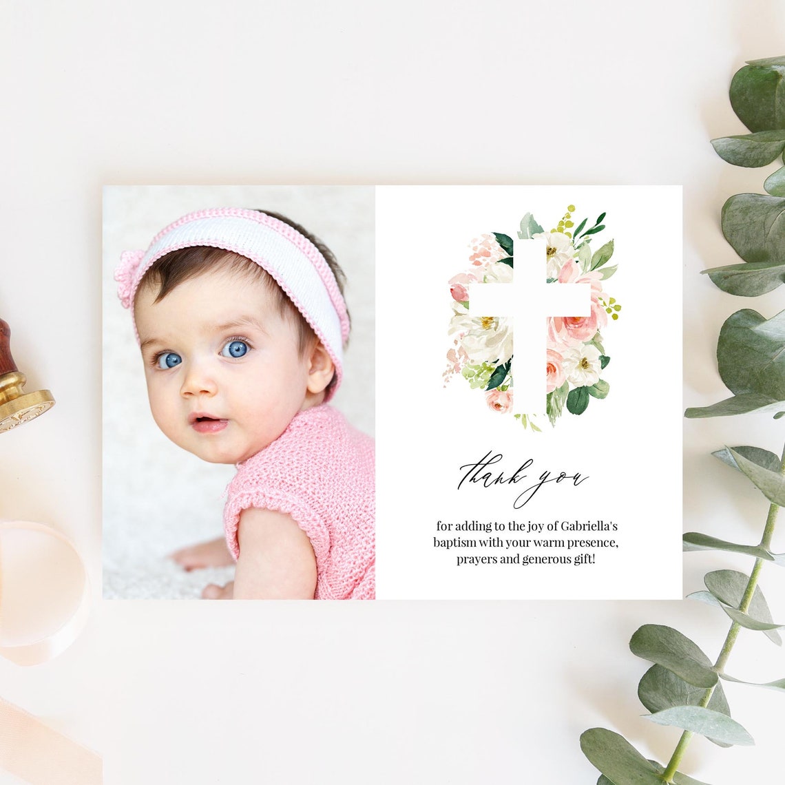 Baptism Thank You Card Template, Instant Download, Thank You Cards ...