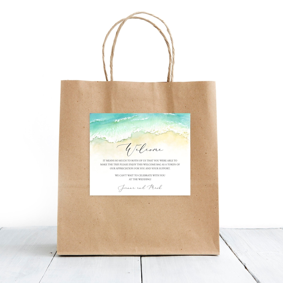 Coastal Welcome Bag Label Template, Beach Welcome Bag Sticker, Seashore ...