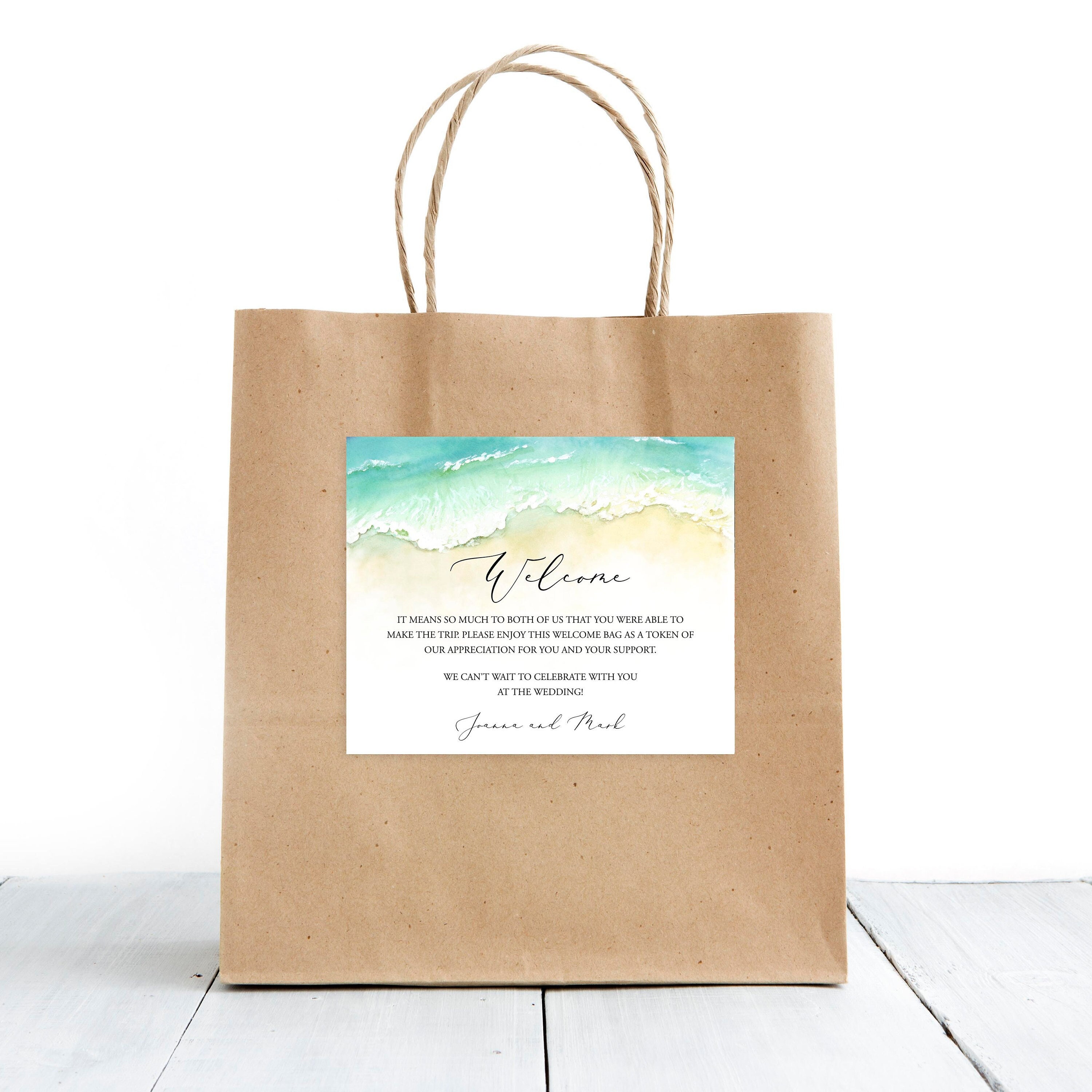 Coastal Welcome Bag Label Template, Beach Welcome Bag Sticker, Seashore ...