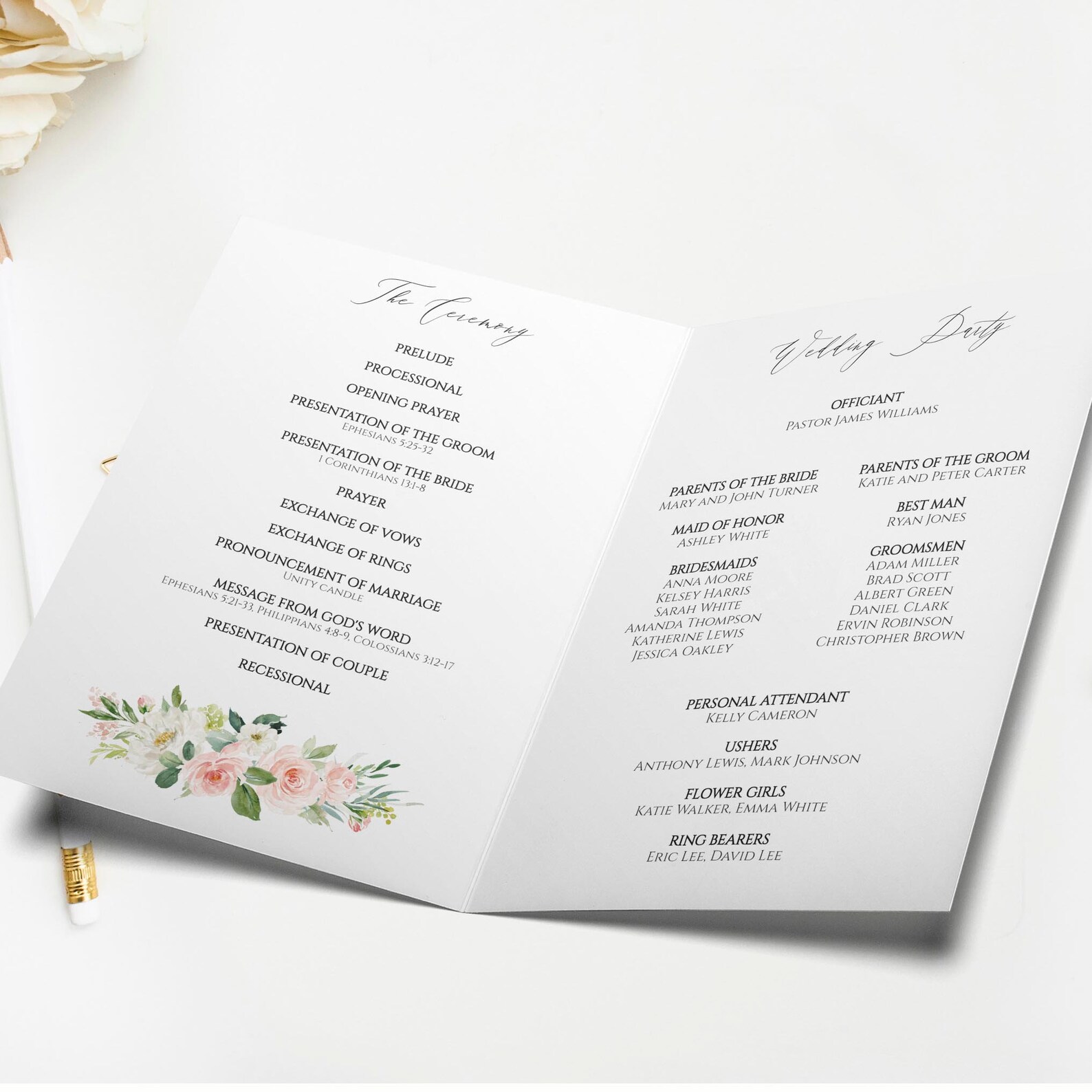 Folded Wedding Program Template Fully Editable Templett - Etsy