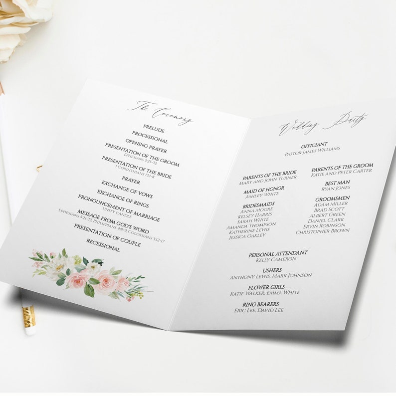 Folded Wedding Program Template Fully Editable Templett - Etsy