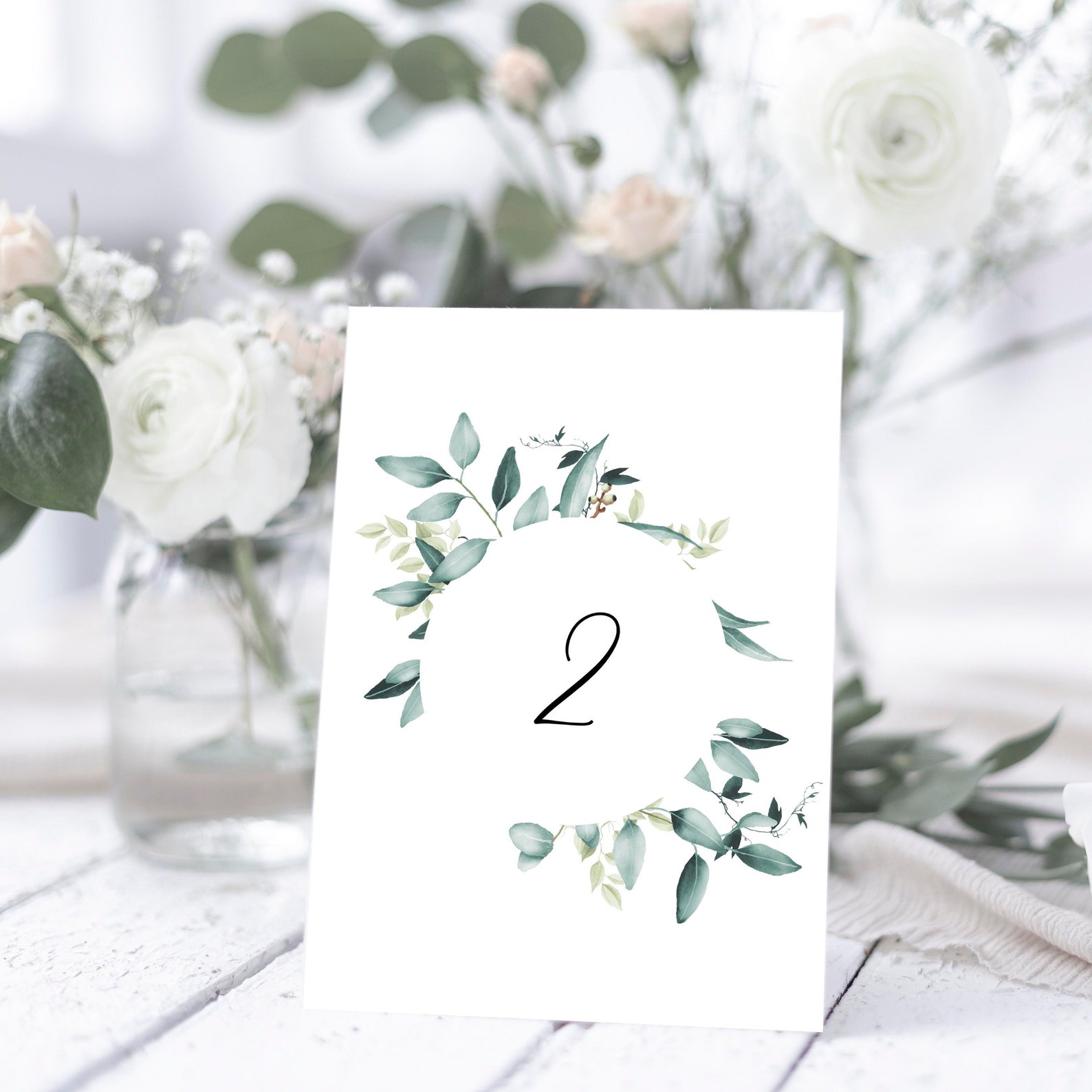 Eucalyptus Table Numbers Instant Download Printable Wedding | Etsy
