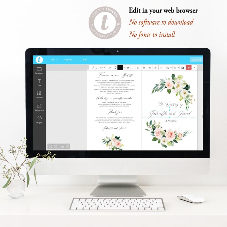 Folded Wedding Program Template Fully Editable Templett - Etsy