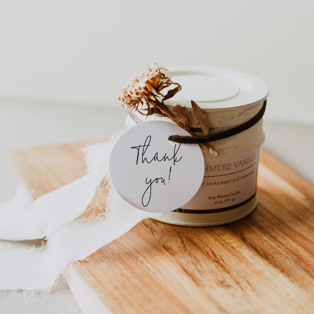 Round Thank You Tags, Simple Thank You Sticker, Editable Thank You ...