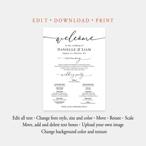 Modern Wedding Program Poster, Minimalist Wedding Program Board ...