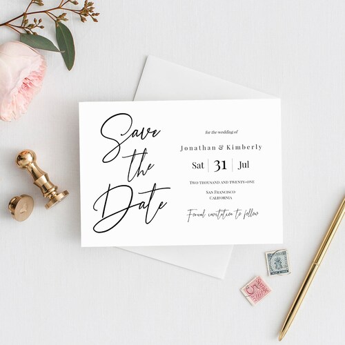 Save the Date Template Landscape Fully Editable Printable - Etsy
