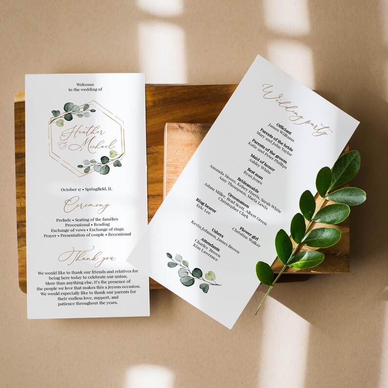Greenery and Gold Wedding Bundle, Editable Wedding Bundle Templates ...