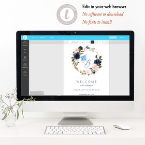 Navy and Blush Welcome Sign Template, Boho Wedding Poster, Fully ...