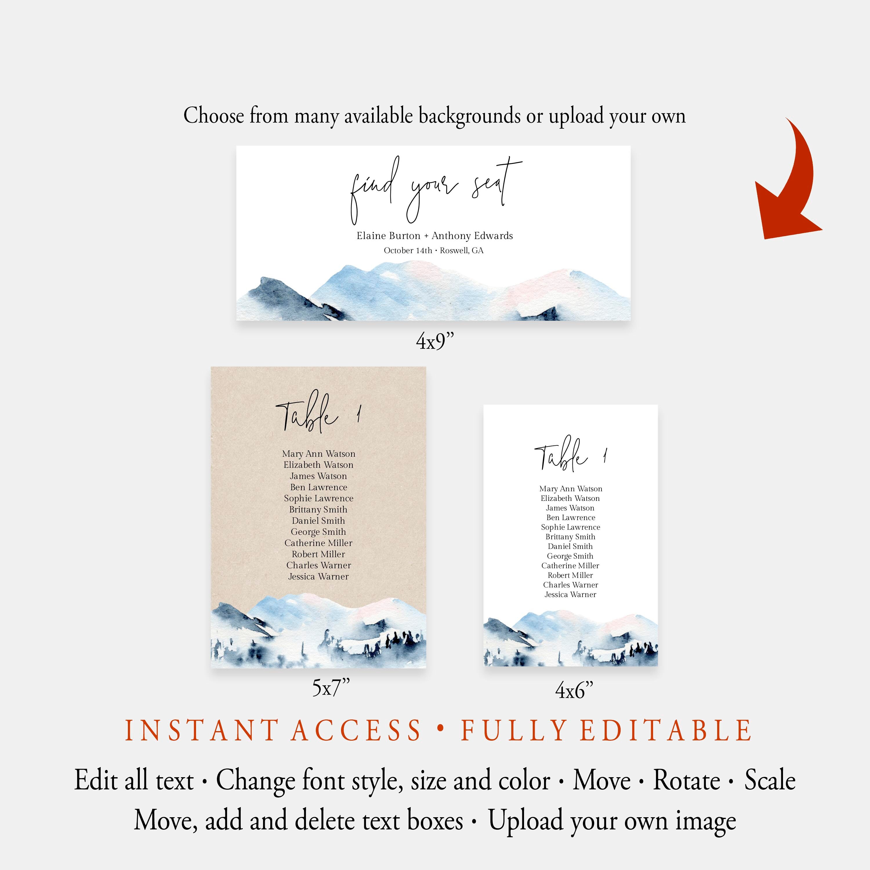 Mountain Seating Chart Template Download Editable Outdoor - Etsy