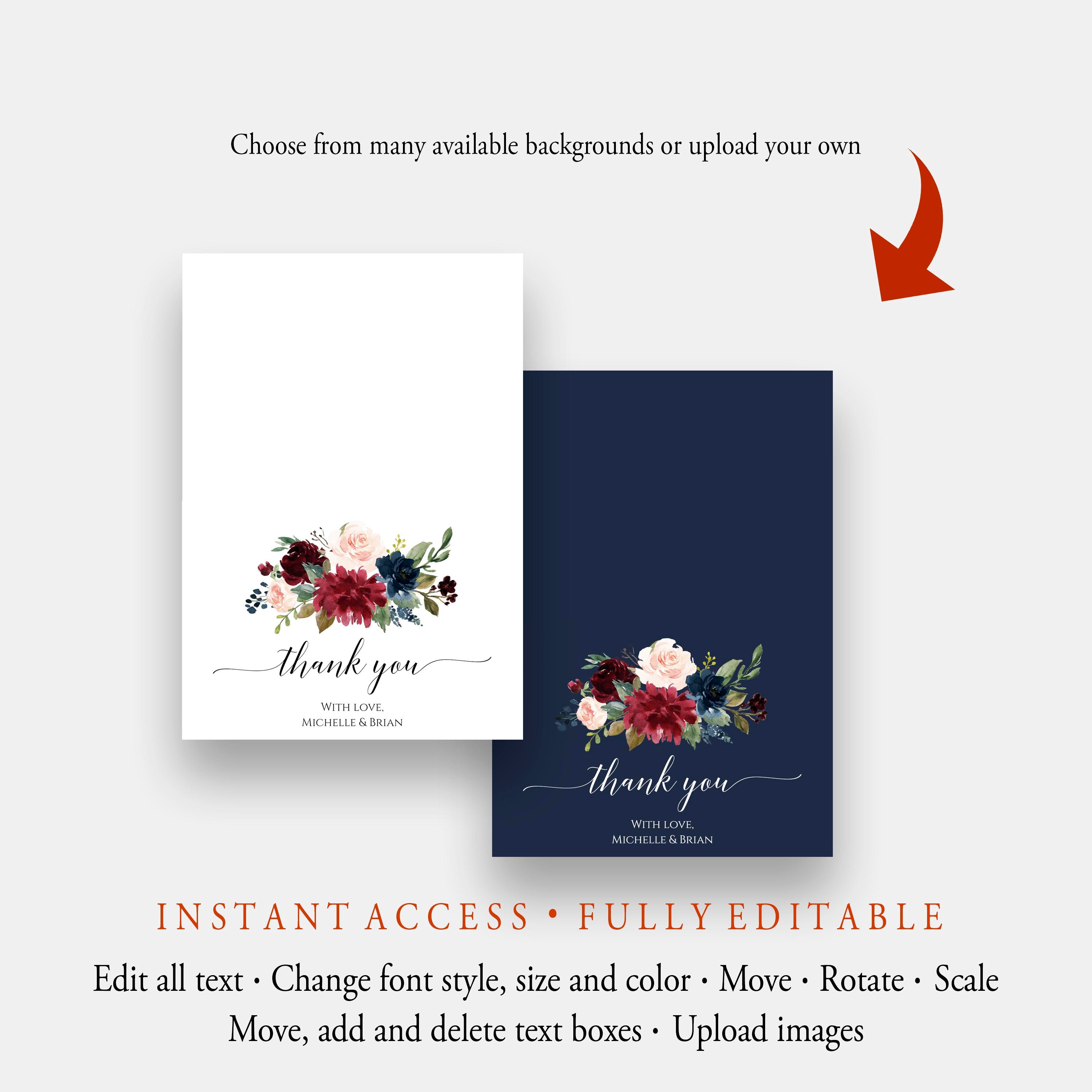 Thank You Card Template Instant Download Thank You Cards | Etsy