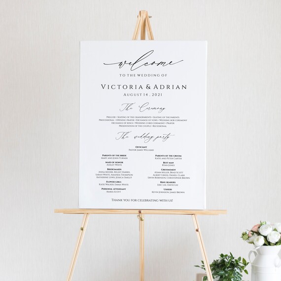 Classic Wedding Program Poster Wedding Program Board | Etsy