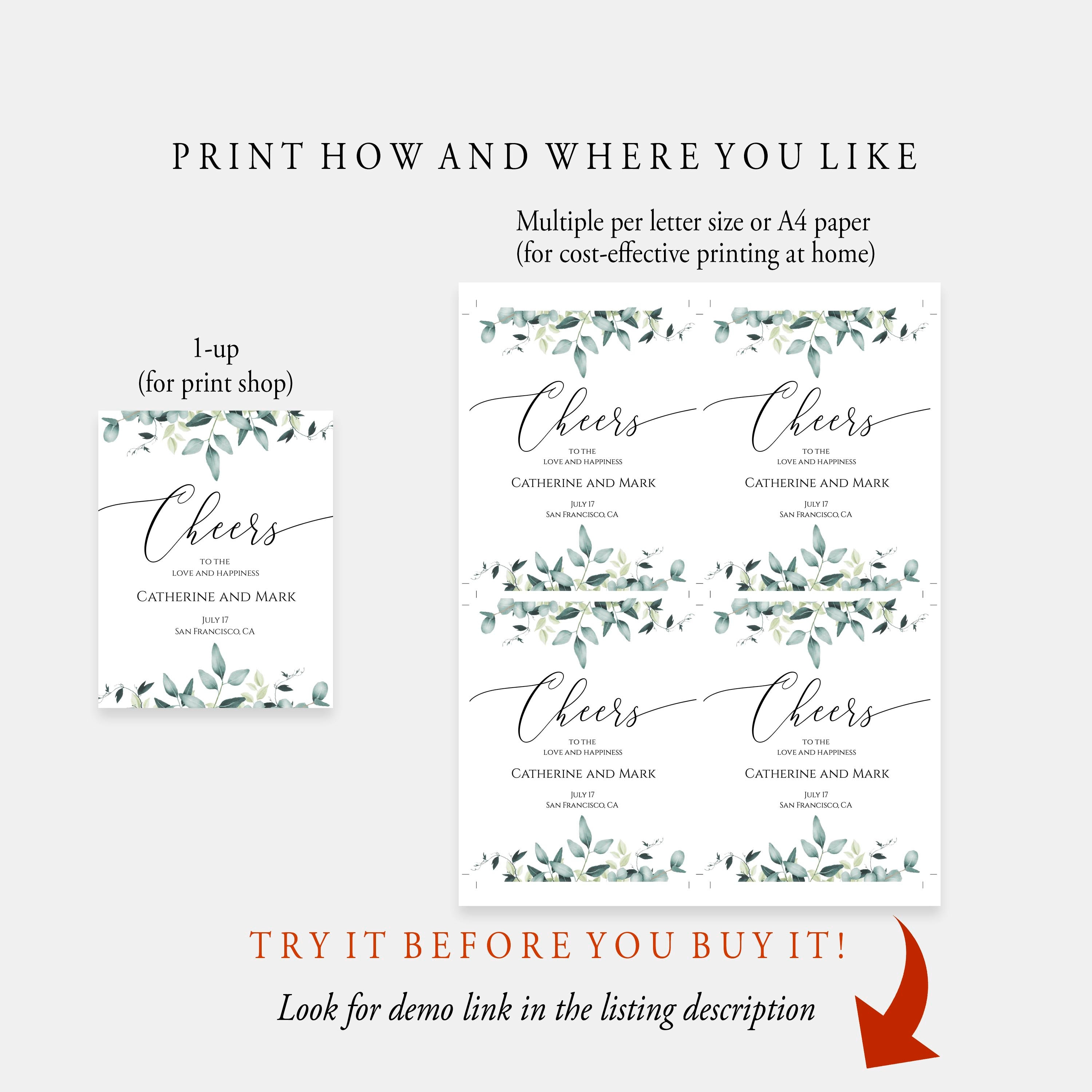 Eucalyptus Wine Label Template Instant Download Editable - Etsy Canada