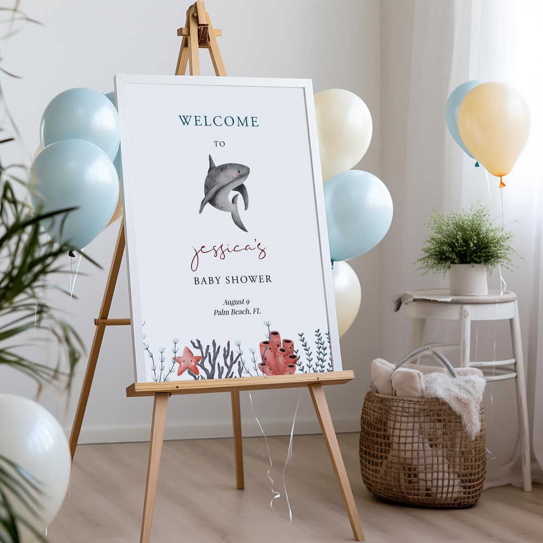 Under the Sea Baby Shower Welcome Sign Template Editable Ocean Animals ...