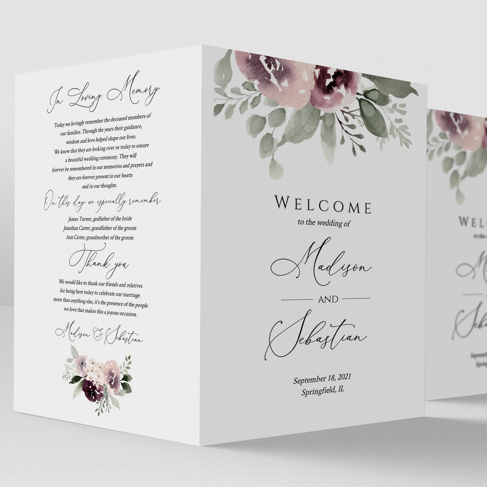 Editable Folded Wedding Program Template Purple Folded - Etsy