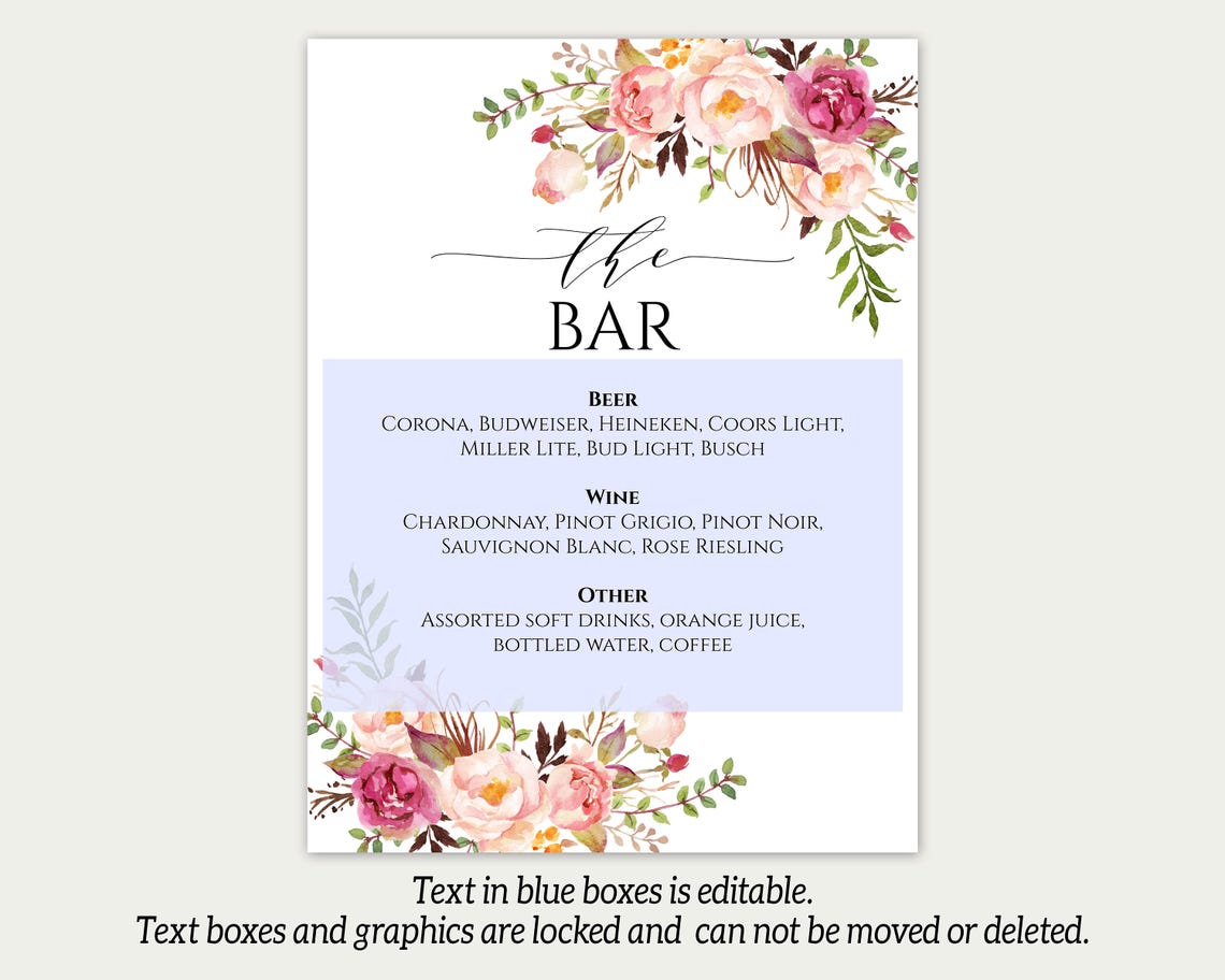 Large Bar Sign Bar Menu Board Bar Menu Sign the Bar Sign | Etsy