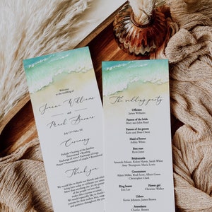 Beach Wedding Program Template, Editable Ocean Ceremony Template, Printable Wedding Program ...