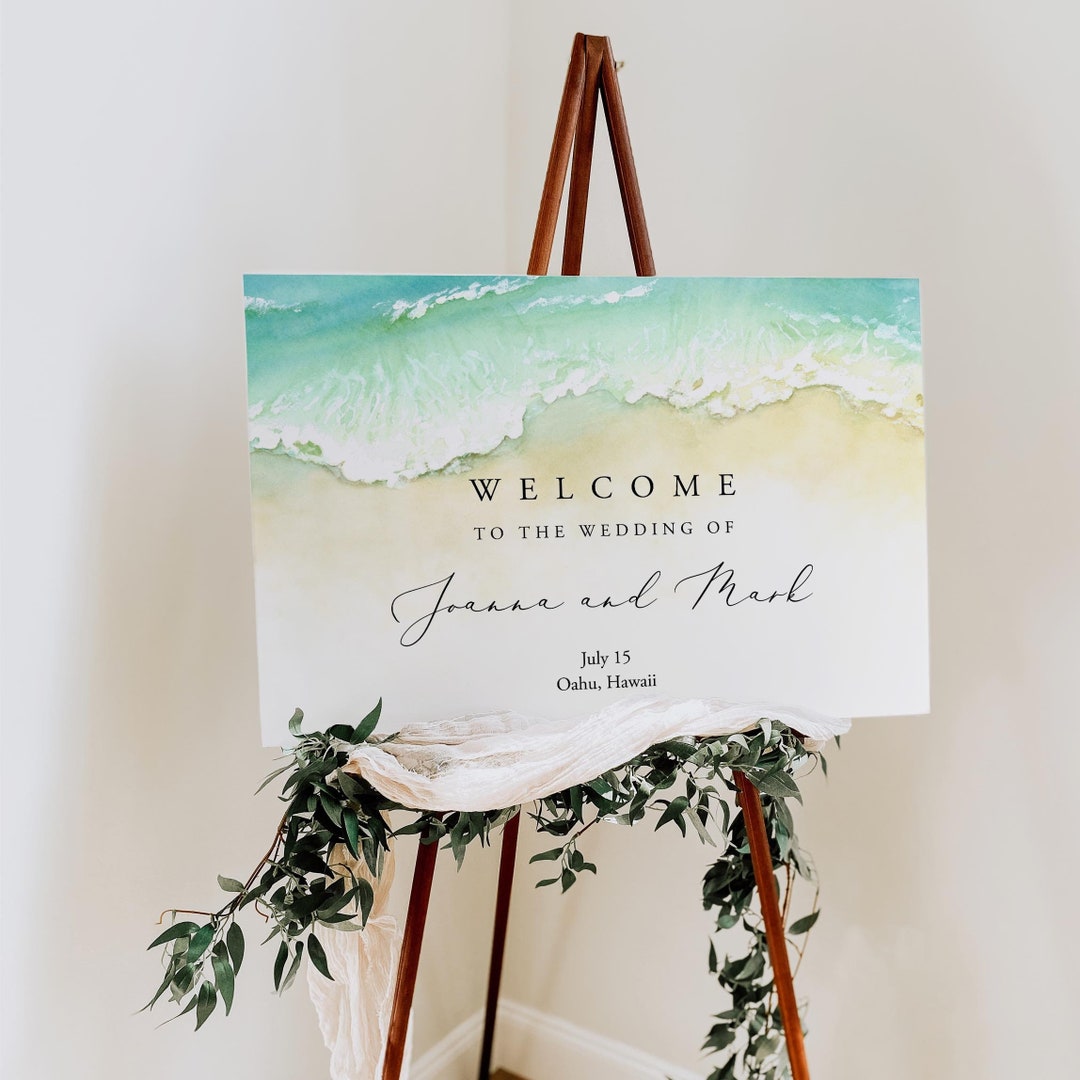 Beach Wedding Welcome Sign Template, Instant Download, Seashore Welcome ...